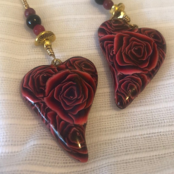 DirtRoadDesigns | Jewelry | Artisan Red Rose And Ruby Earrings | Poshmark